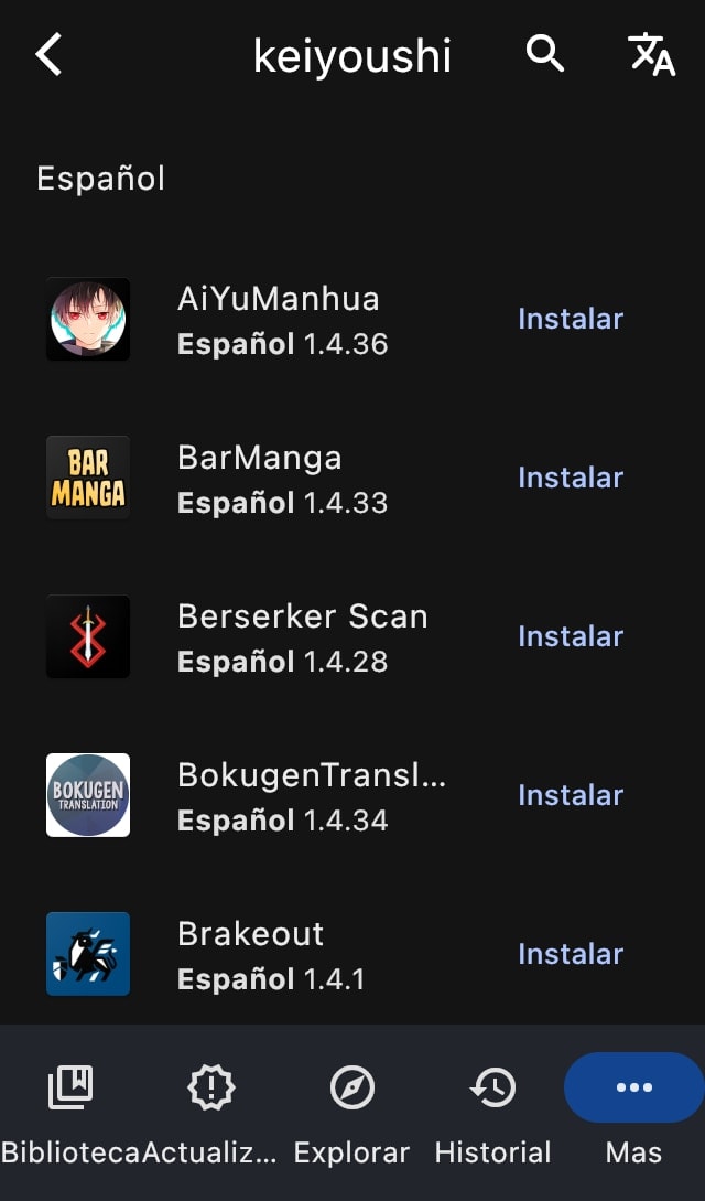 Tachimanga: Tachiyomi para iPhone (iOS) para leer manga