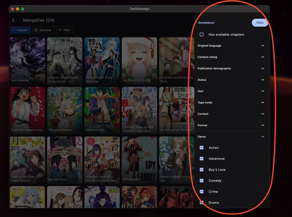 Tachimanga: Tachiyomi para iPhone (iOS) para leer manga