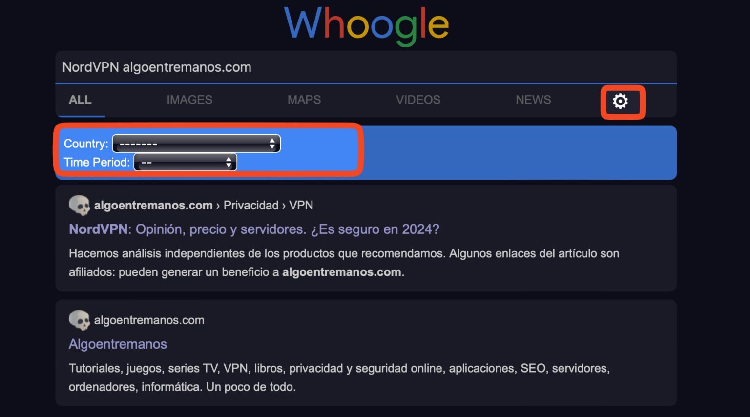 Cómo utilizar el buscador Whoogle de forma remota con NordVPN