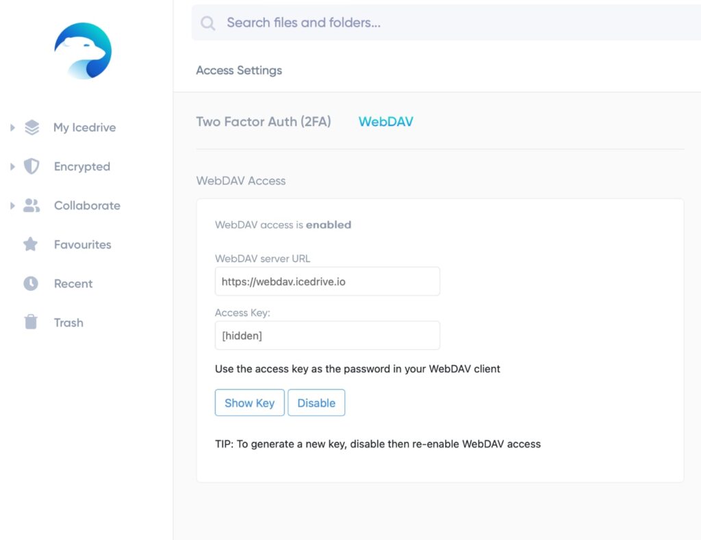 Cómo usar Rclone WebDAV con Icedrive