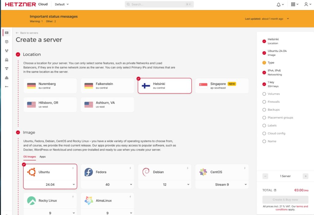 Cómo crear un servidor VPS Cloud en Hetzner