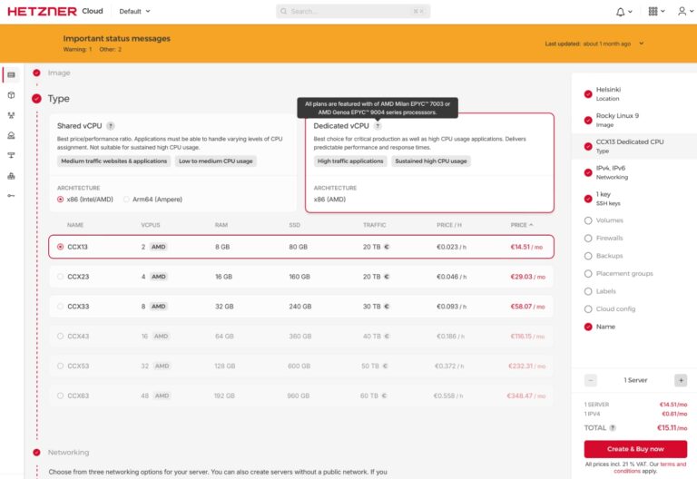 Cómo crear un servidor VPS Cloud en Hetzner