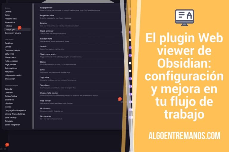 El plugin Web viewer de Obsidian: configuración y mejora en tu flujo de